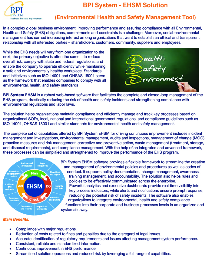 Environmental Health and Safety Management Tool (EHSM) - Qualitech ...