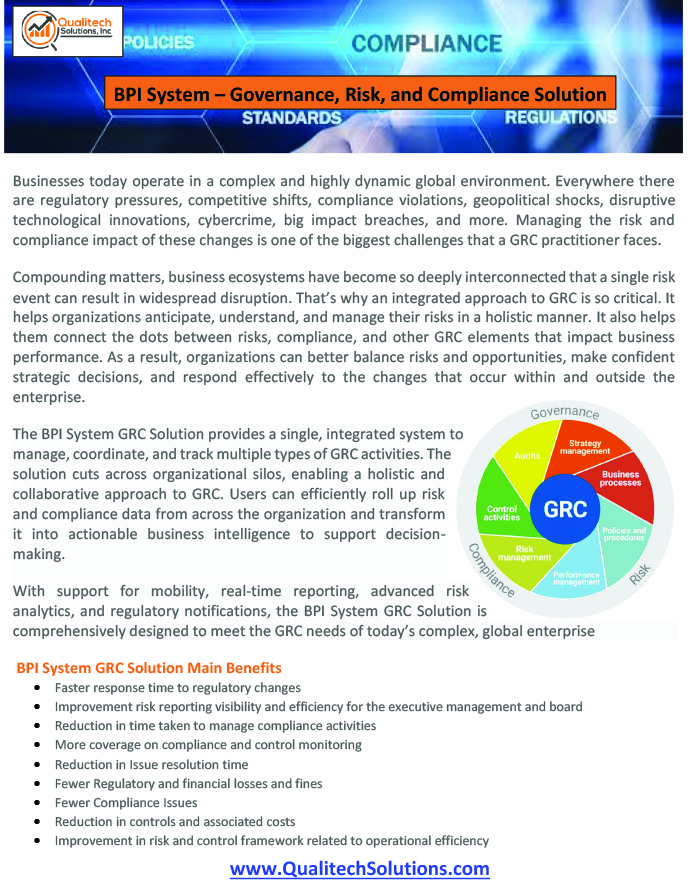 Governance, Risk and Compliance Solution - Qualitech Solutions