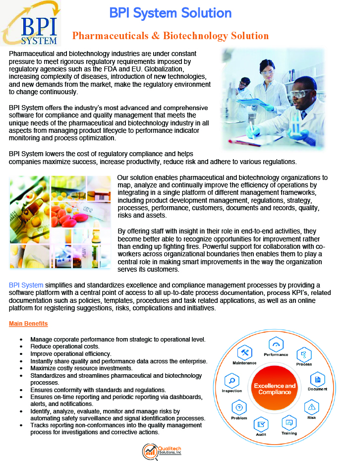 Pharmaceuticals & Biotechnology Solution - Qualitech Solutions